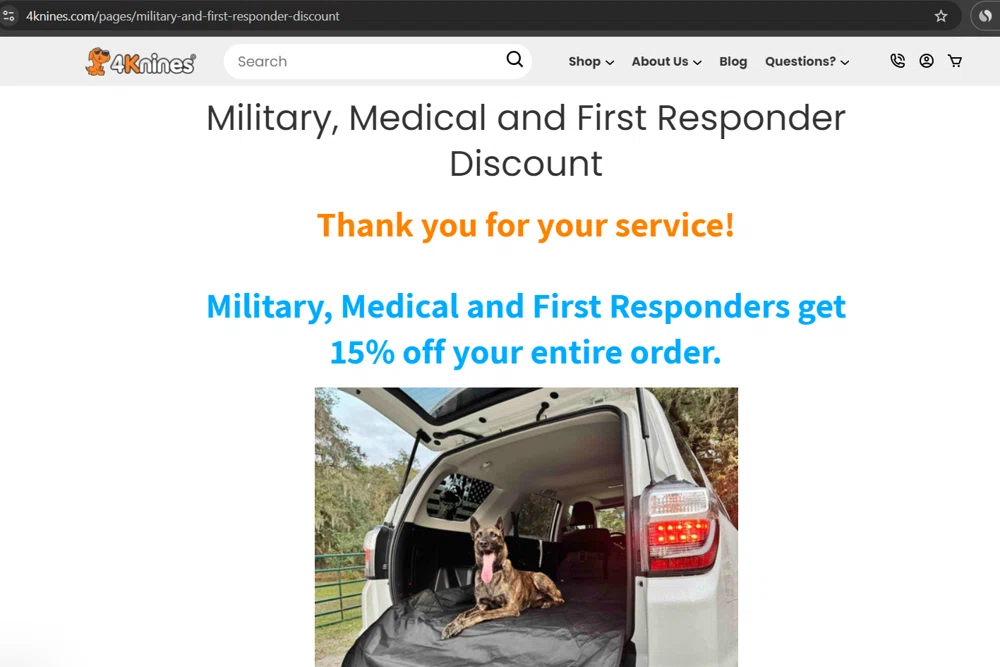 4Knines military discount? — Knoji