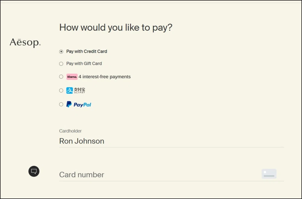 Aesop debit card support? — Knoji