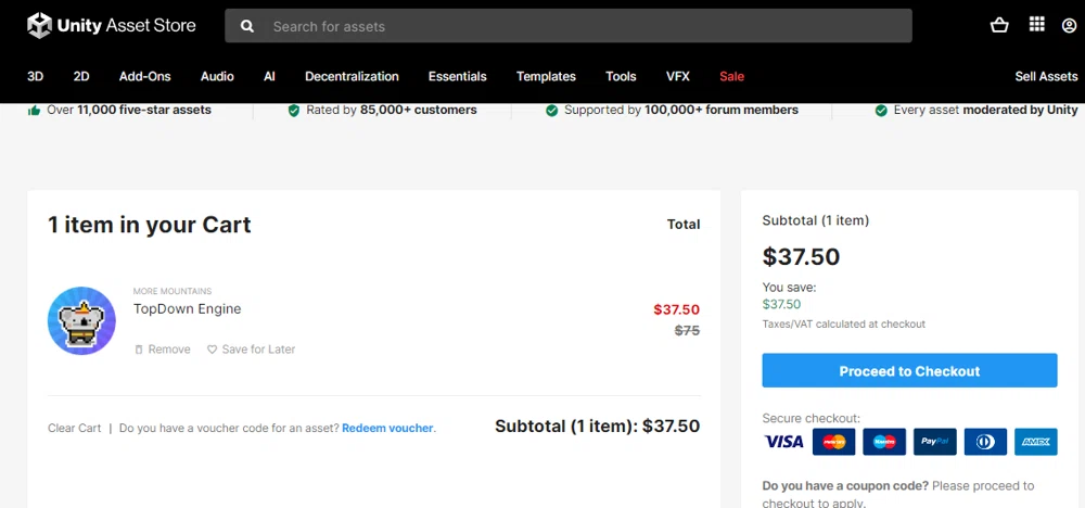 Unity Asset Store debit card support? — Knoji