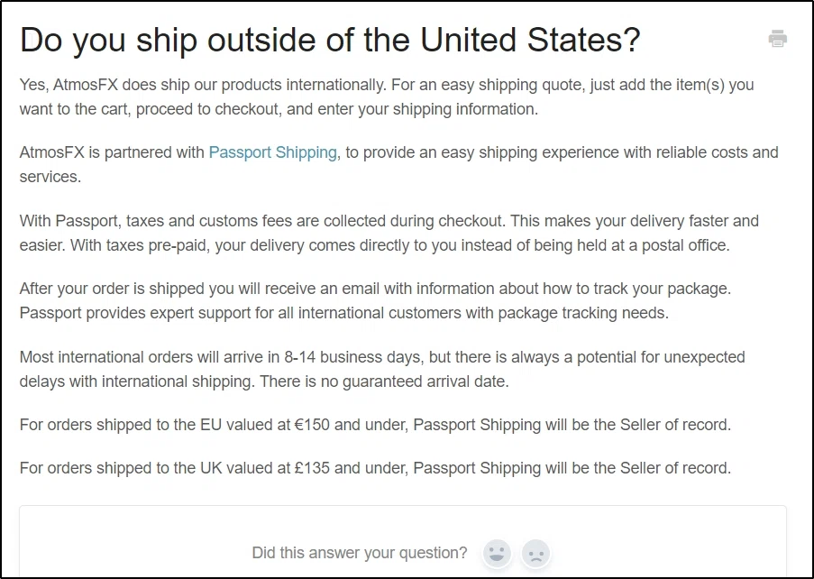 Does AtmosFX ship internationally? — Knoji