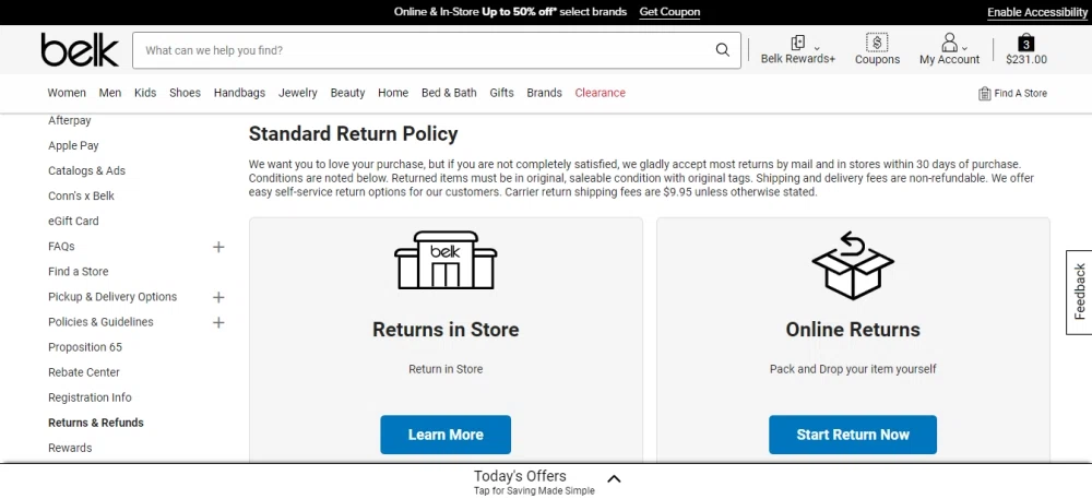 What is Belk's returns and exchanges policy? — Knoji