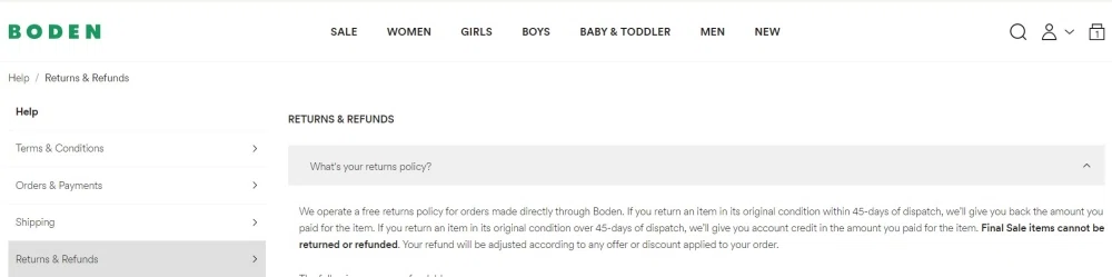 What is Boden's returns and exchanges policy? — Knoji