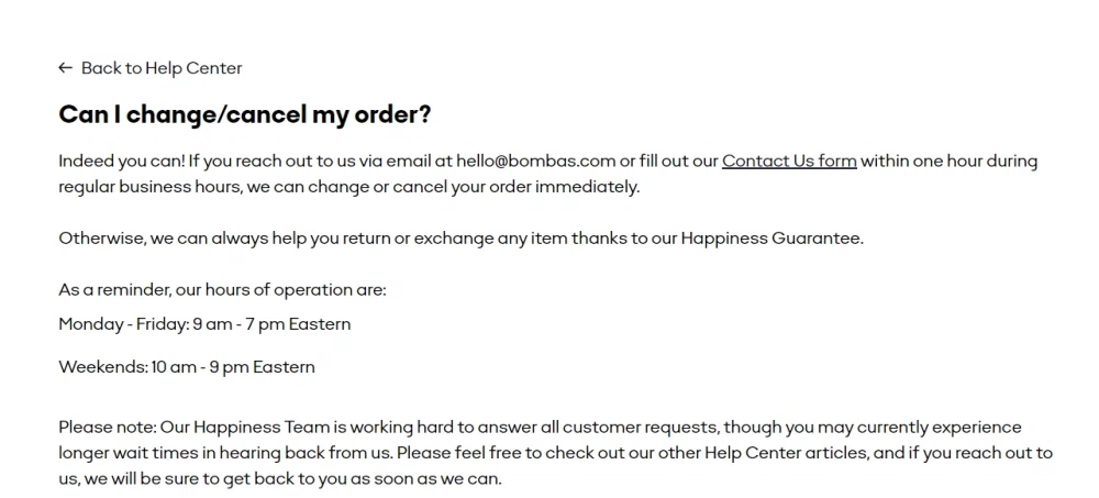 Bombas cancellation policy? Can I change my order? — Knoji