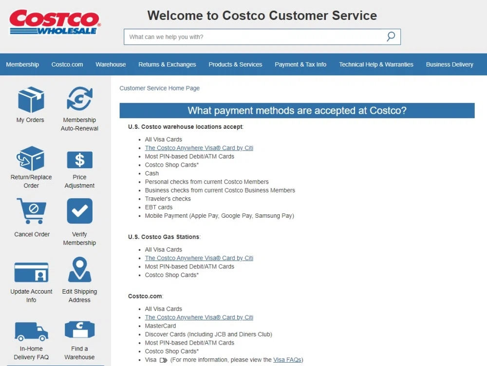 Costco debit card support? — Knoji