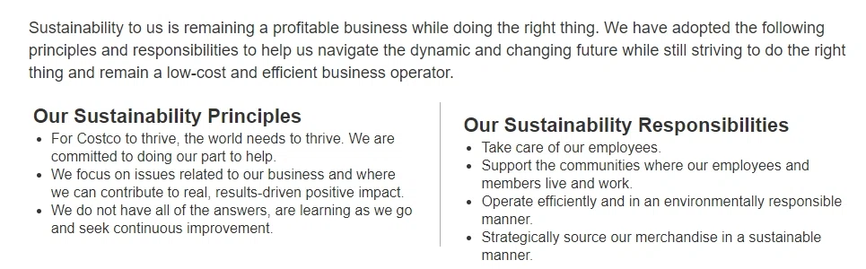 Does Costco practice sustainability and a low carbon footprint in its ...