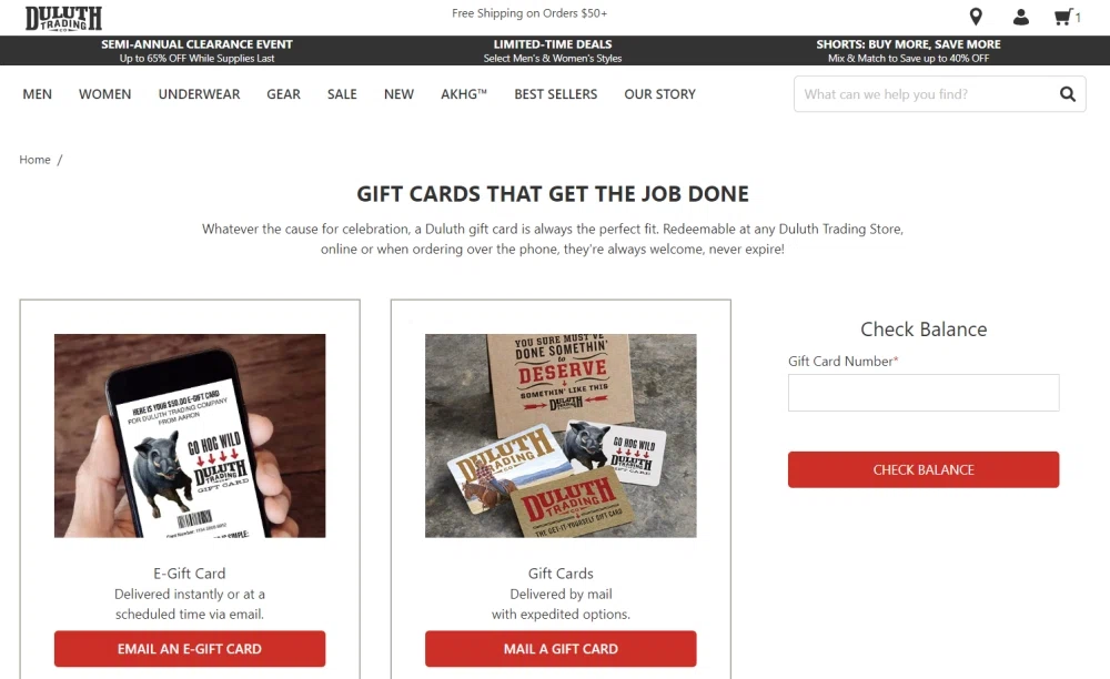 Does Duluth Trading offer gift cards? — Knoji