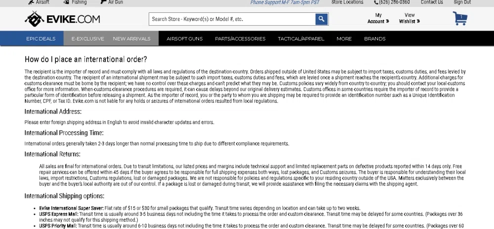 Does Evike ship internationally? — Knoji