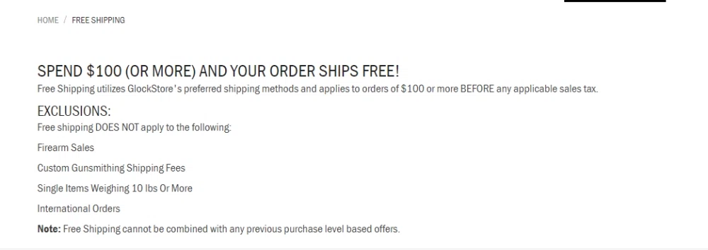 Does GlockStore offer site-wide free shipping? — Knoji