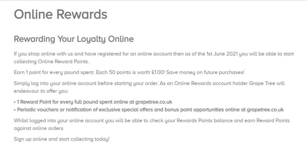 Grape Tree loyalty or rewards program? — Knoji