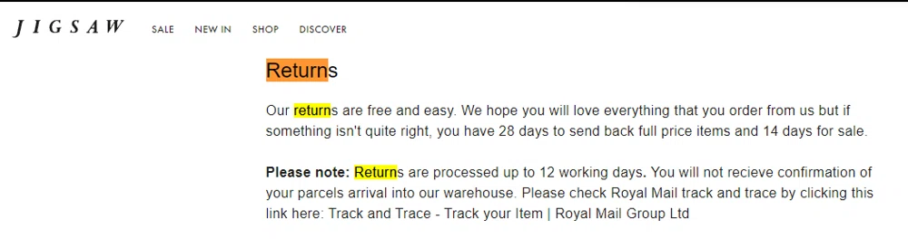 What is Jigsaw's returns and exchanges policy? — Knoji