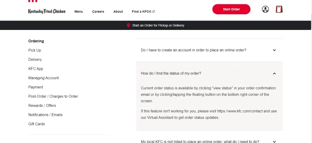 KFC track order? — Knoji