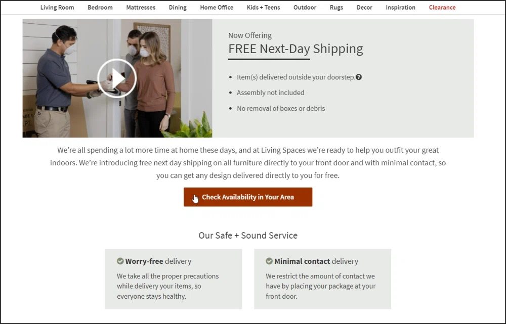 Does Living Spaces Furniture offer free shipping? — Knoji