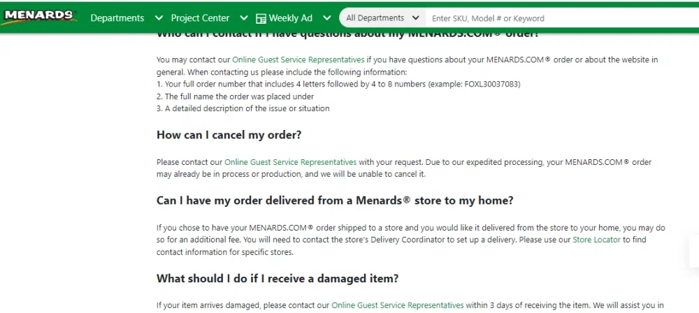 Menards order changes? How do I cancel my order after placing it? — Knoji