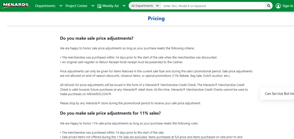 Menards Price Adjustments - Printable Forms Free Online