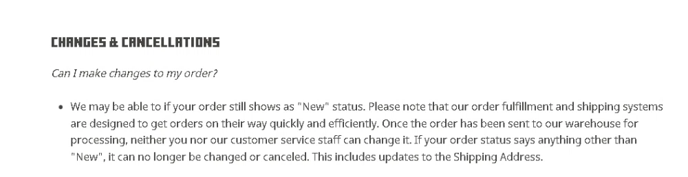 Minecraft cancellation policy? Can I change my order? — Knoji