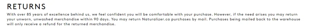 What is Naturalizer Canada's returns and exchanges policy? — Knoji