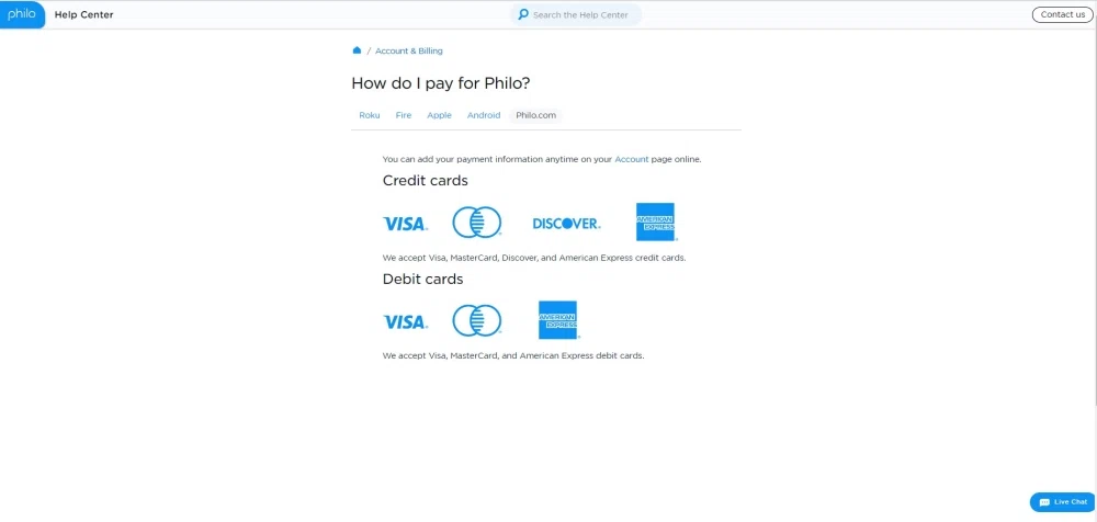 Philo debit card support? — Knoji