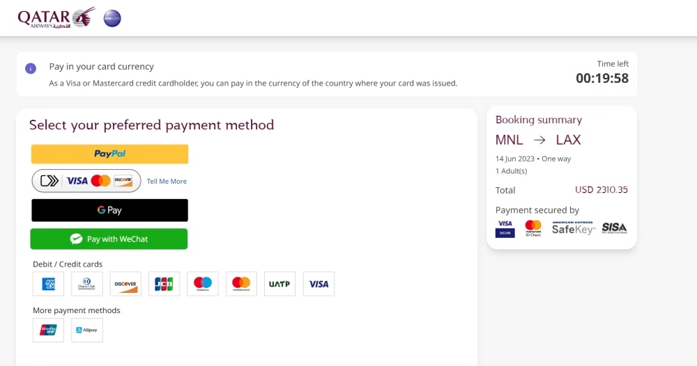 Qatar Airways US debit card support? — Knoji