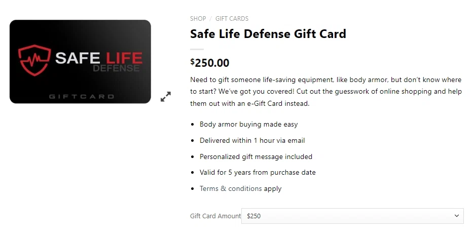 Does Safe Life Defense offer gift cards? — Knoji