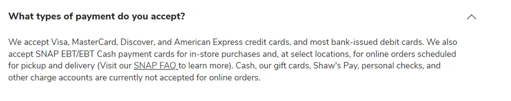 Does Shaw's take debit cards? — Knoji