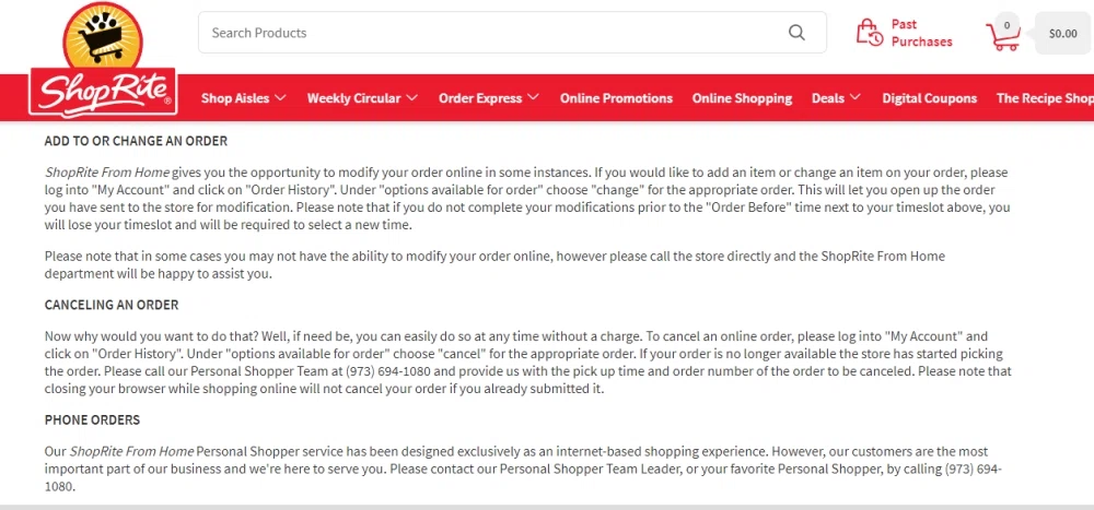 ShopRite order changes? How do I cancel my order after placing it? — Knoji
