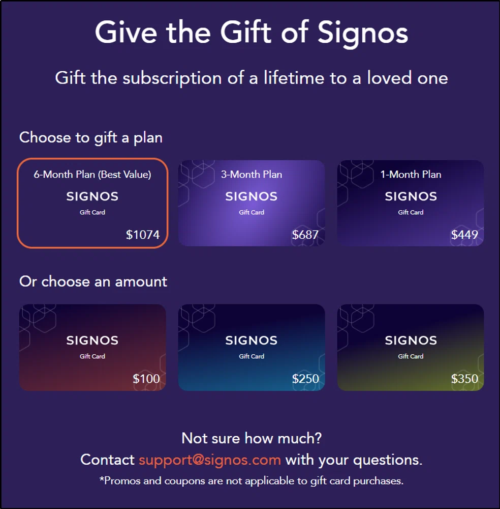 Does Signos offer gift cards? — Knoji