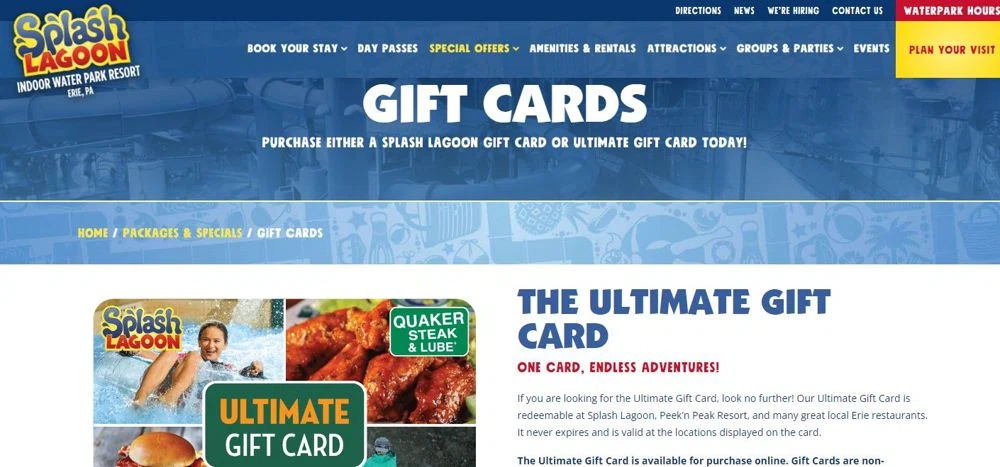 Does Splash Lagoon accept gift cards or e-gift cards? — Knoji