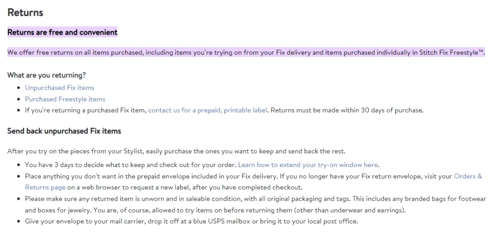 Does Stitch Fix offer free returns? What's their exchange policy? — Knoji