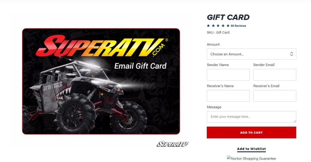 Does Super ATV accept gift cards or e-gift cards? — Knoji