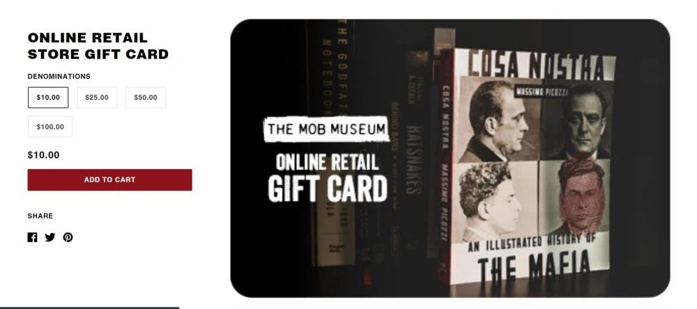 Does The Mob Museum accept gift cards or e-gift cards? — Knoji