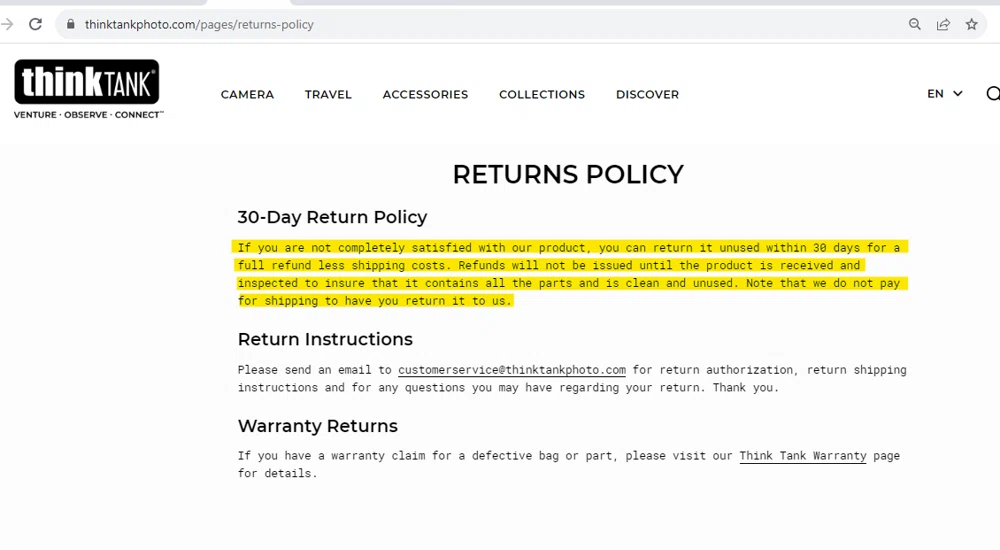 What is Think Tank's returns and exchanges policy? — Knoji