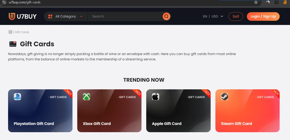 Does U7buy accept gift cards or e-gift cards? — Knoji