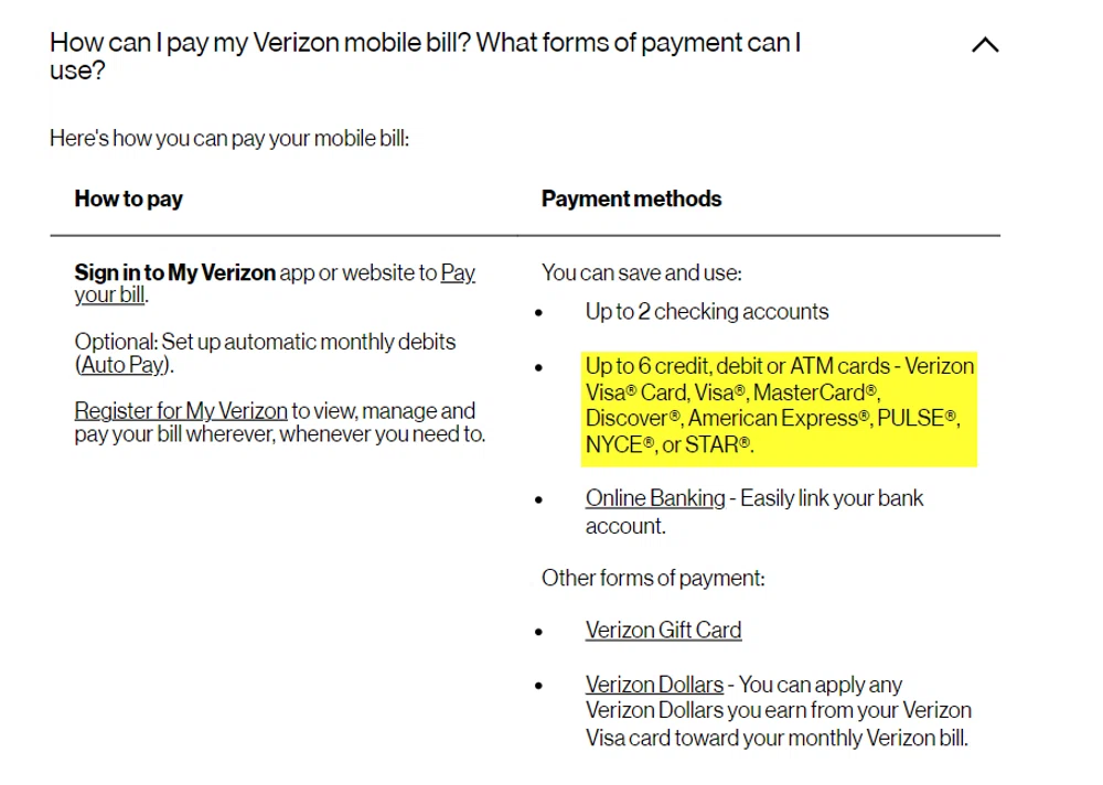 Does Verizon take debit cards? — Knoji