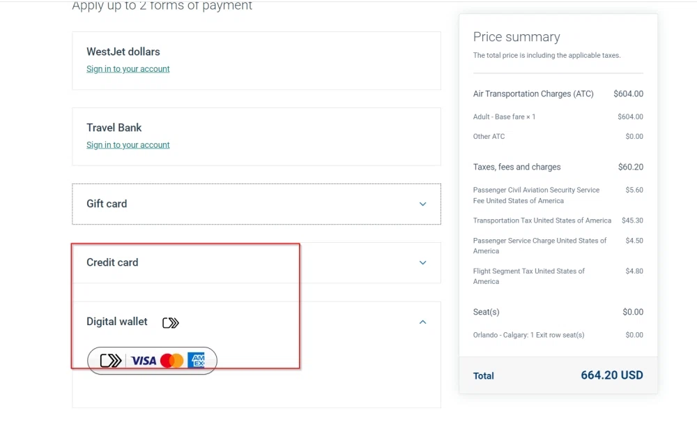 WestJet debit card support? — Knoji